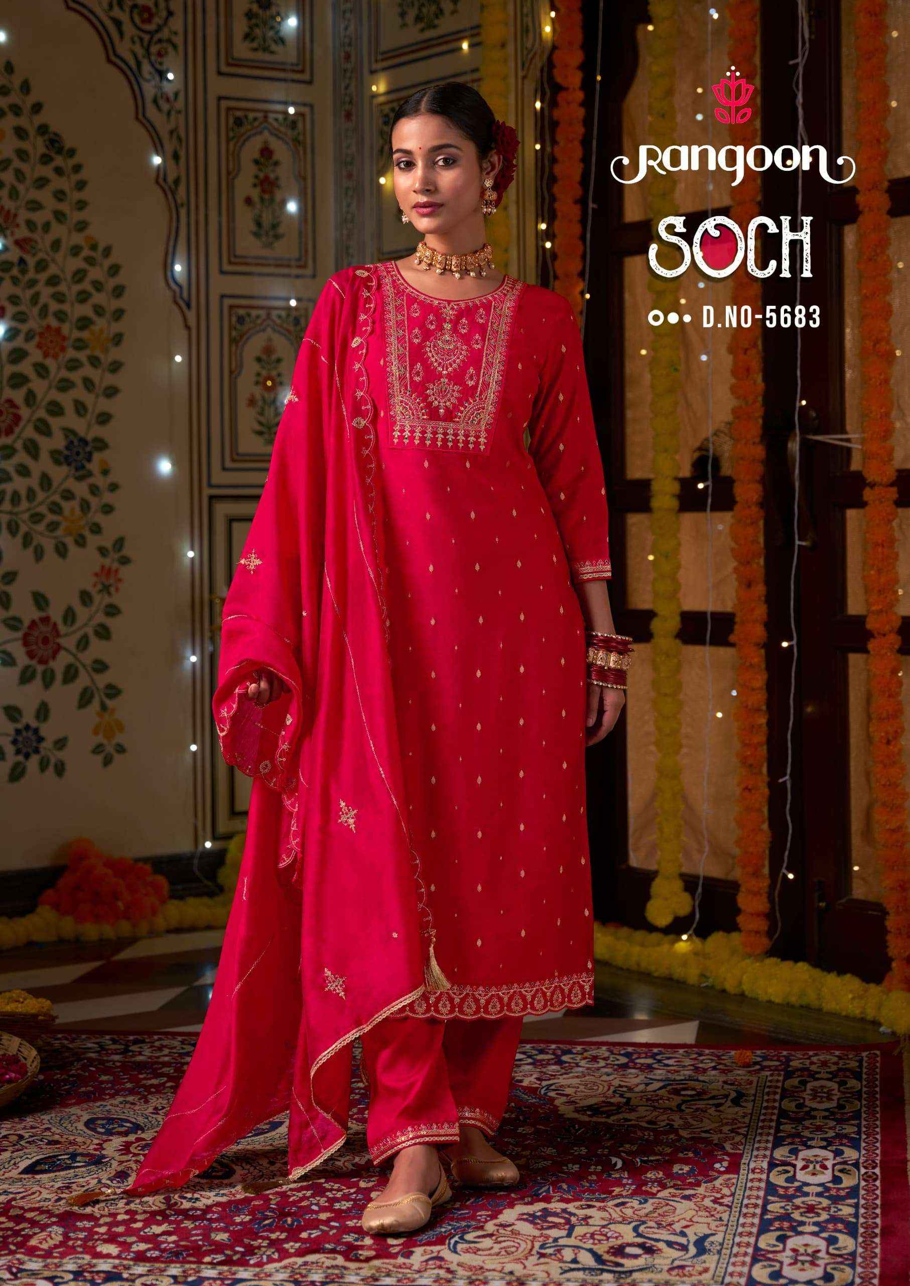 RANGOON SOCH VISCOSE JACQUARD DESIGNER READYMADE SUIT