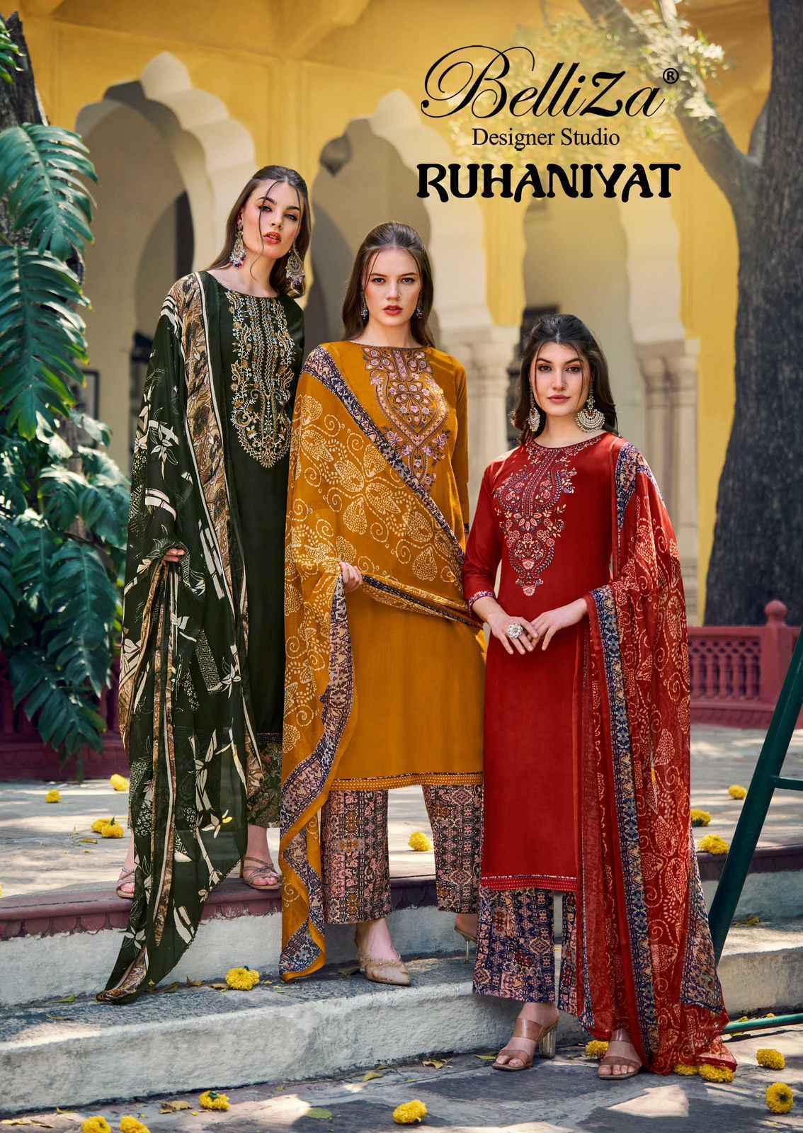 Belliza Ruhaniyat Viscose Rayon Dress Material 8 pcs Catalogue
