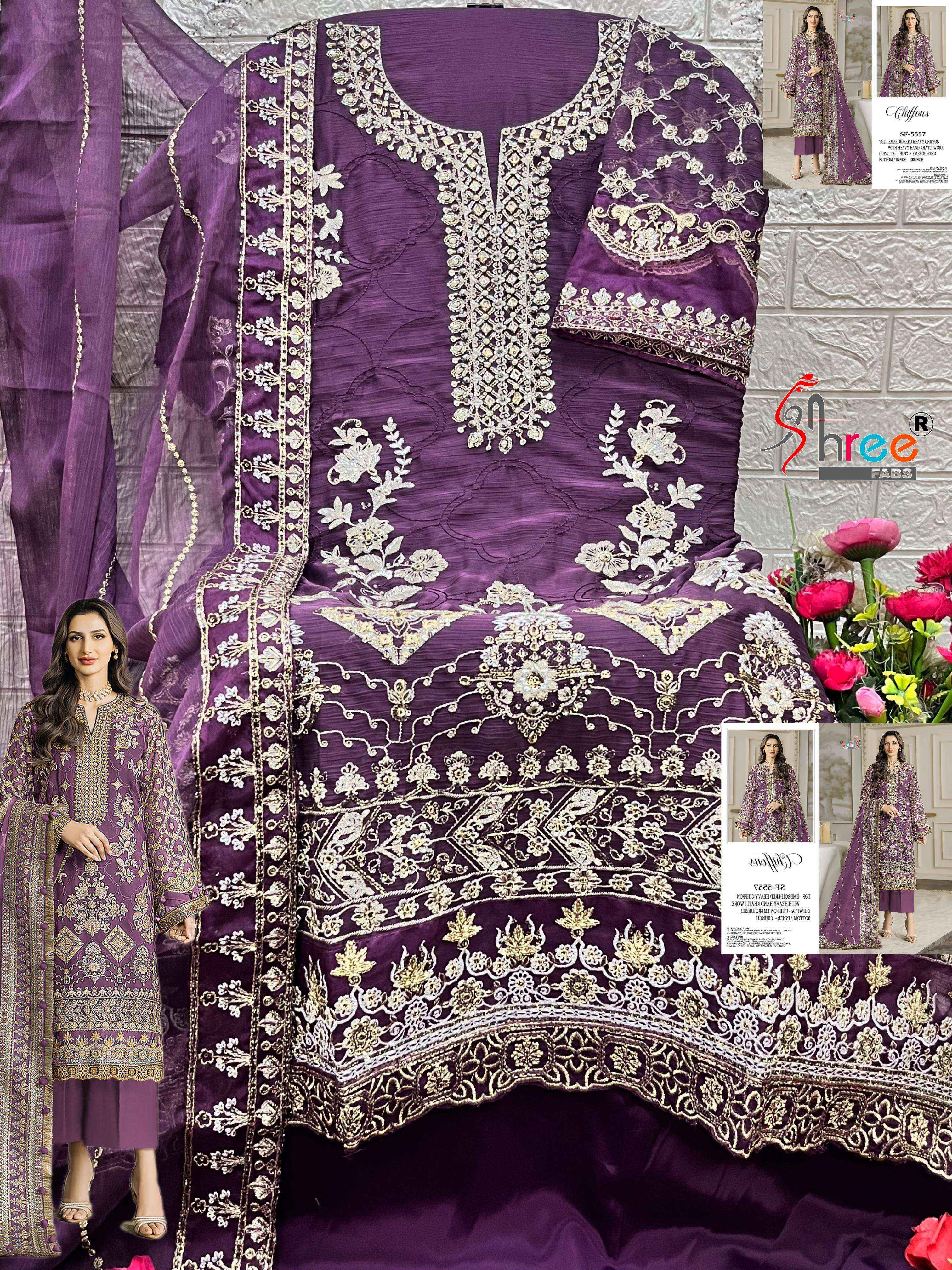 SHREE FABS SF 5557 CHIFFON HEAVY EMBROIDERED DESIGNER PAKISTANI SUIT