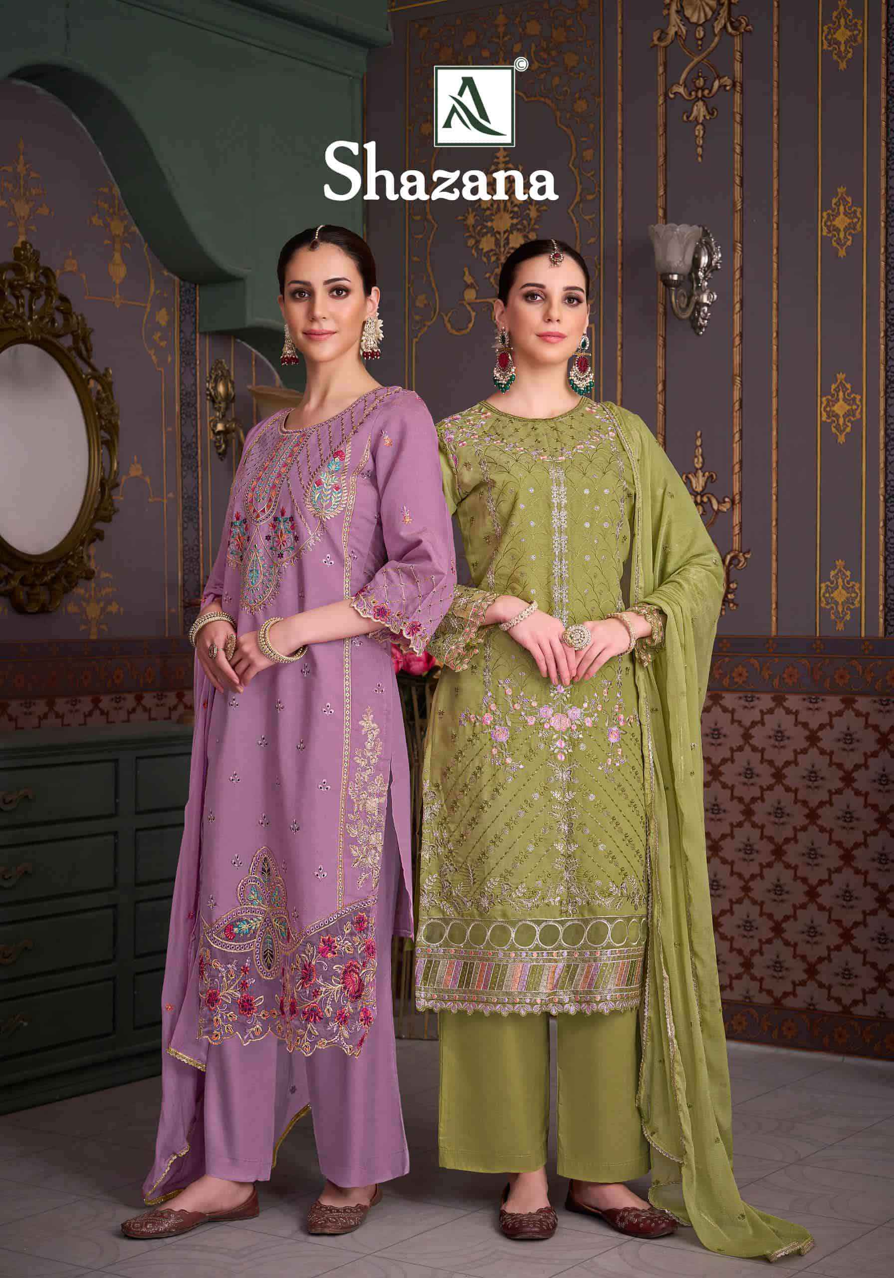 Alok Suit Shazana Fancy Silk Designer Suit Catalog Wholesalers
