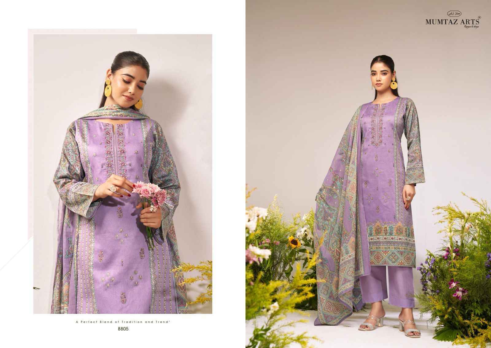 Mumtaz Arts Flower Valley Wholesale Zam Satin Dress Material