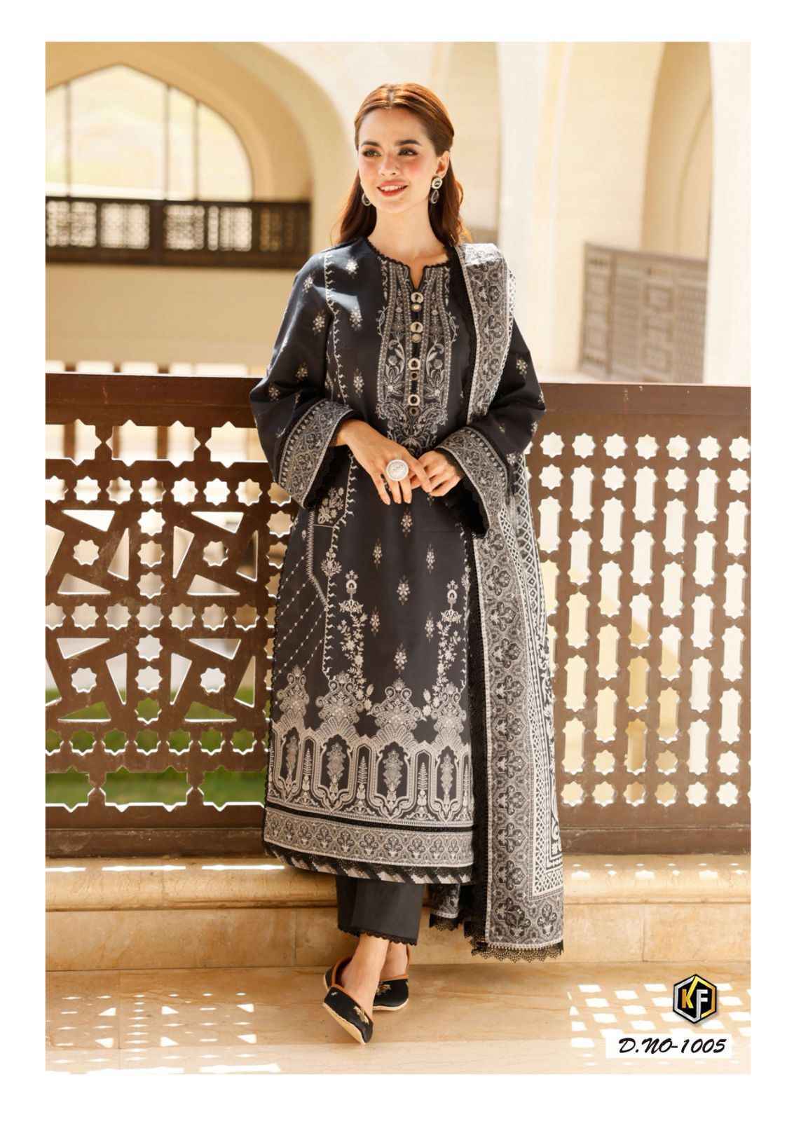 Keval Fab Image Black & White Cotton Pakistani suits Surat Wholesale