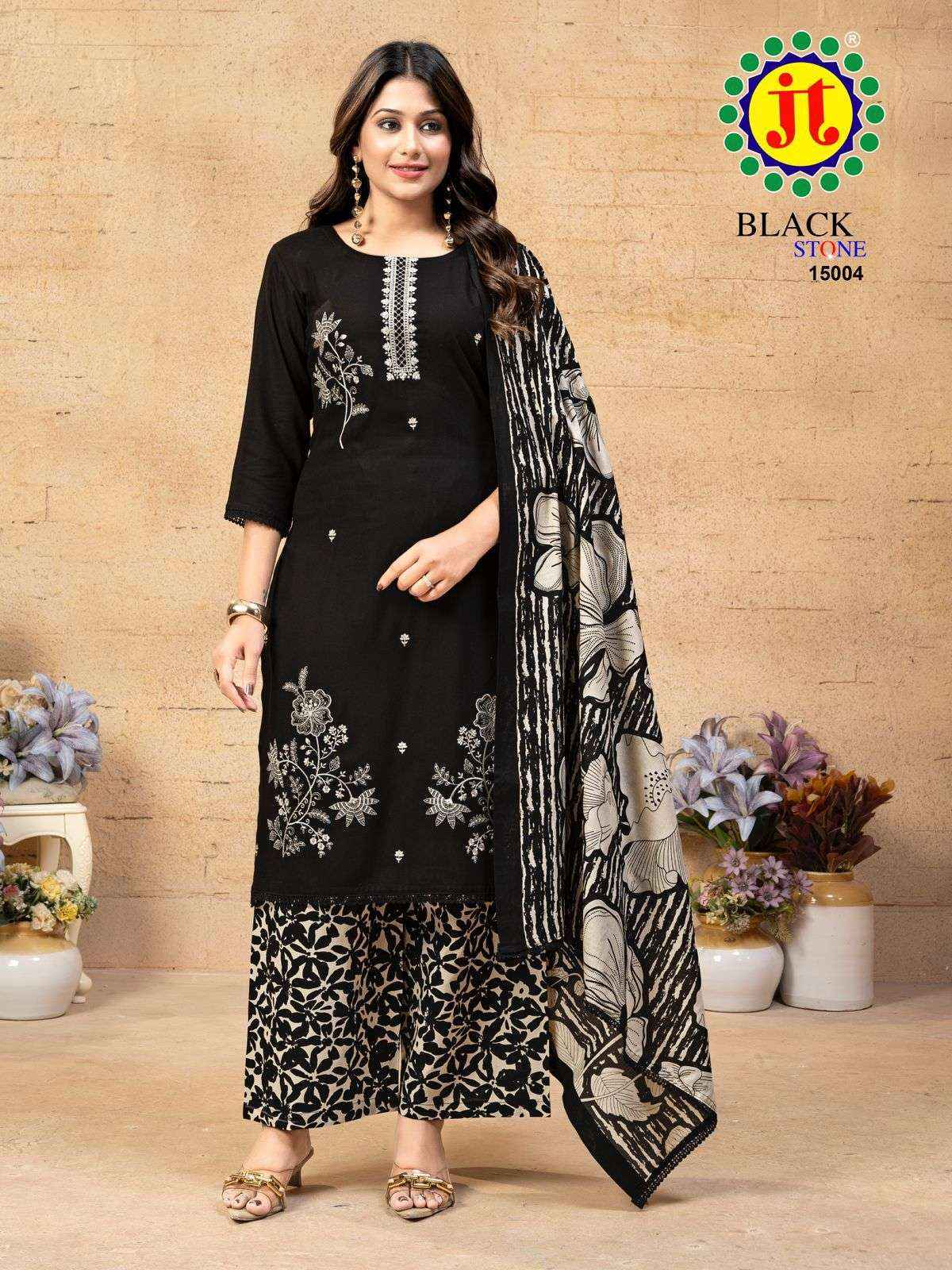 JT BLACK STONE VOL-15 RAYON DRESS MATERIAL SURAT WHOLESALE