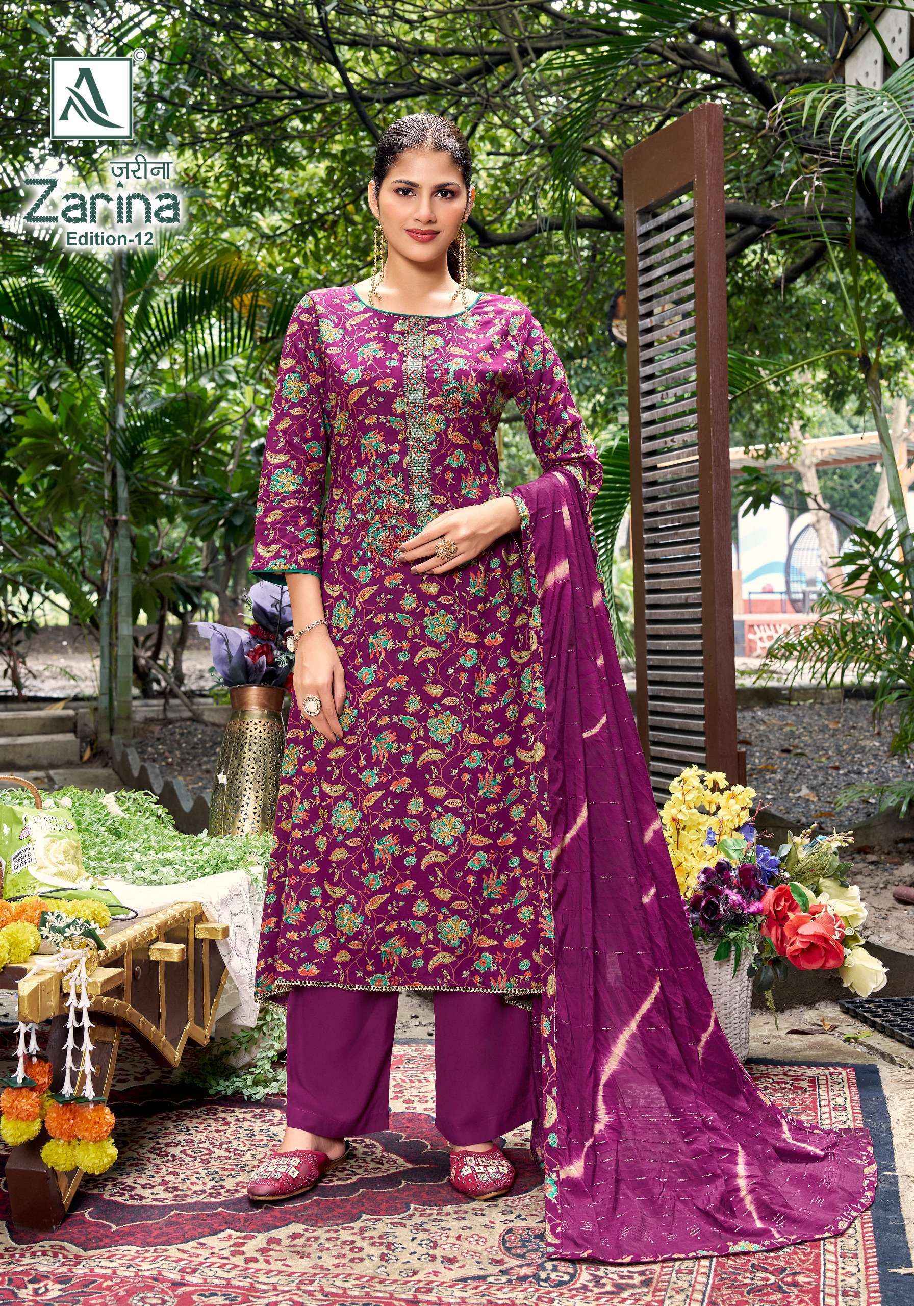 Alok Zarina Edition 12 Viscouse Rayon Dress Material Wholesale Market