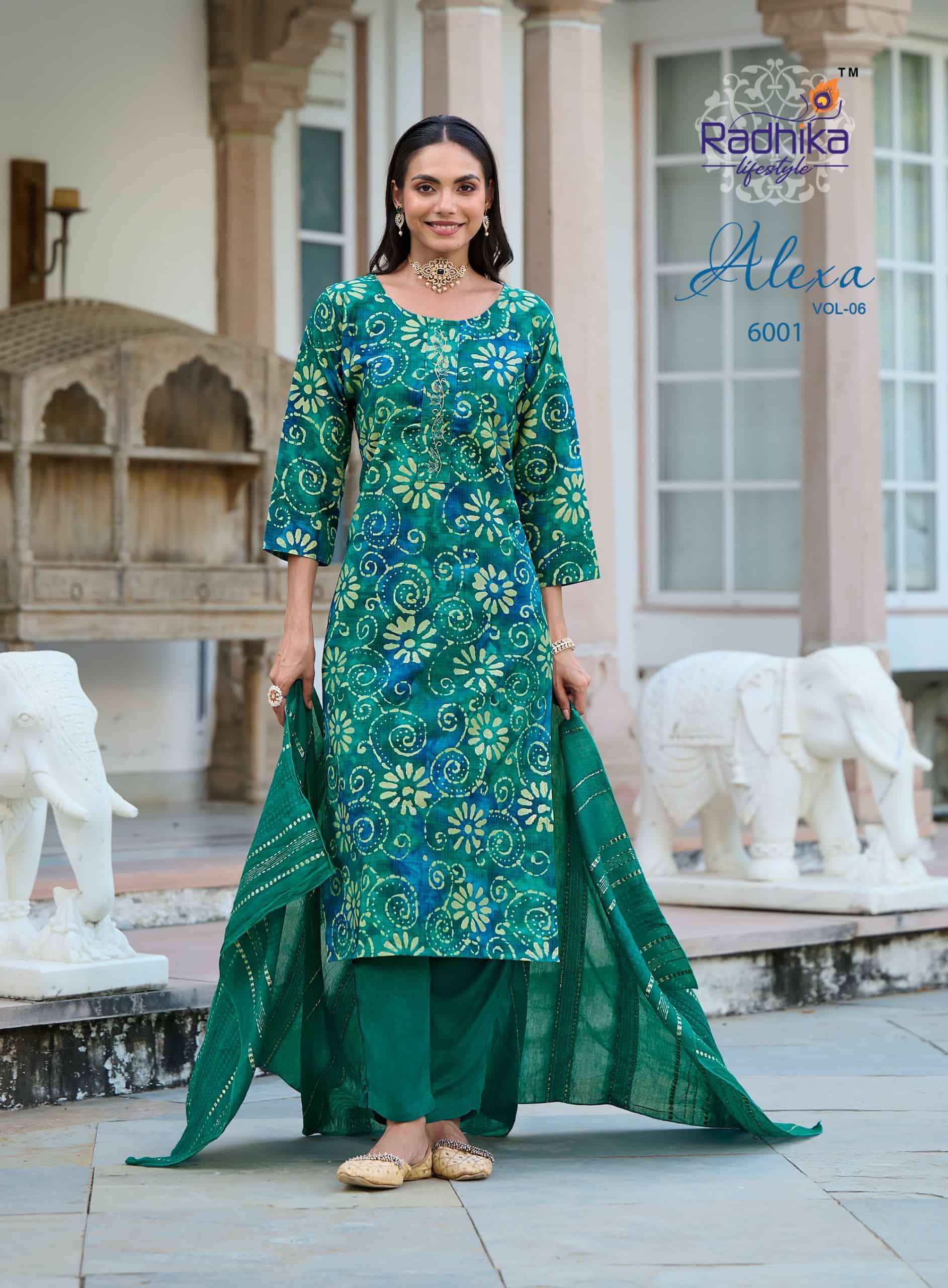 Radhika Lifestyle Alexa Vol 6 Fancy Kurti Bottom Dupatta Set Catalog ...