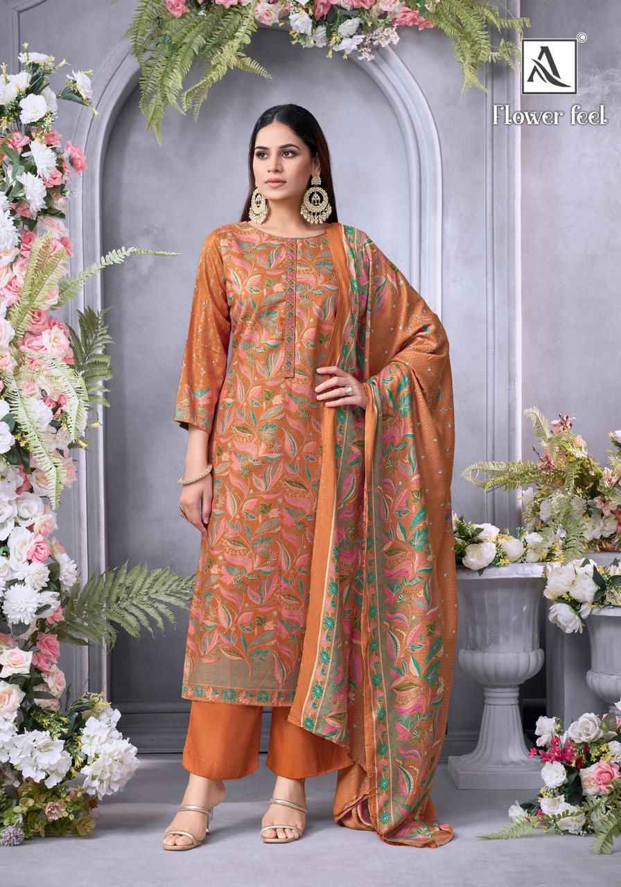 Alok Flower Feel Viscose Pashmina Dress Material 6 pcs Catalogue