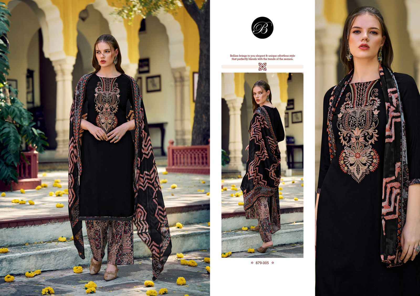 Belliza Ruhaniyat Viscose Rayon Dress Material 8 pcs Catalogue