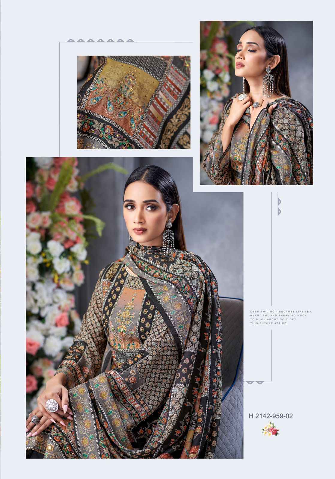 Alok Black Biba Edition 5 Viscose Maslin Dress Material 10 pcs Catalogue