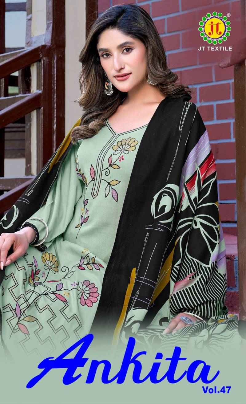 Jt Ankita Vol-47 Rayon Embroidery Work Dress Material Wholesale price