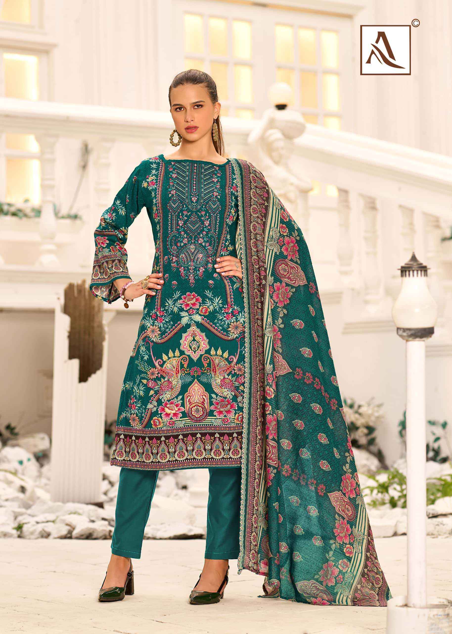 Alok Suit Mehwish Edition 3 Fancy Work Rayon Salwar Suit Suppliers