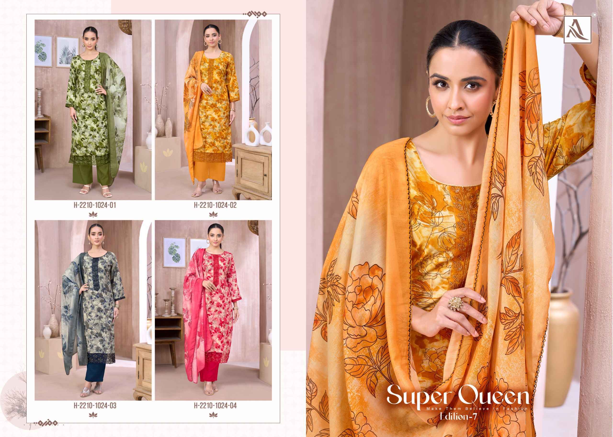 Alok Super Queen Edition 7 Reyon Dress Material 4 pcs Catalogue