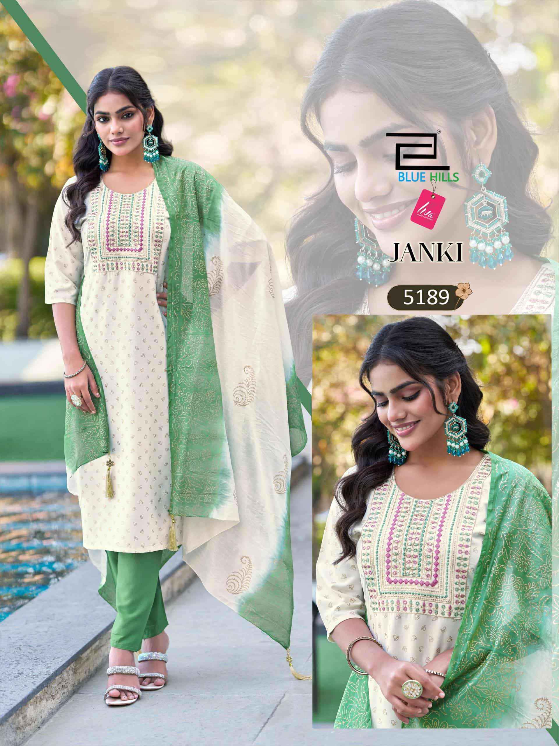 Blue Hills Janki Premium Design Kurti Pant Dupatta Set Catalog Wholesale