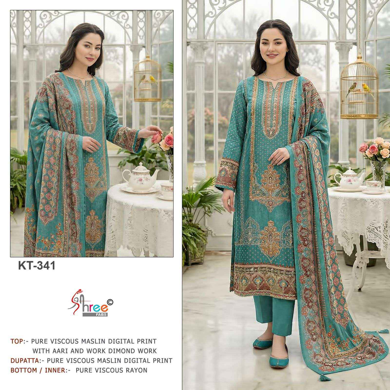 Shree Fabs Kt 341 Abcd Pakistani Muslin Dress Catalog Wholesalers
